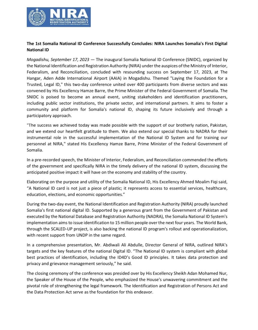 Press Release : The 1st National ID Conference Concludes Successfully ...