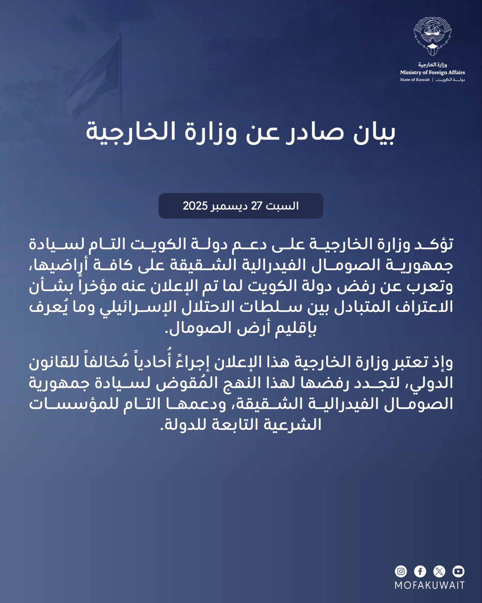 Kuwait Rejects Israel-Somaliland Mutual Recognition, Affirms Full ...